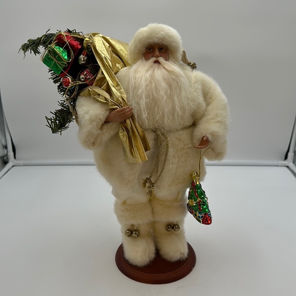 Source Unknown | Holiday | Vintage Cloth Santa White Fur Coat And Boots ...